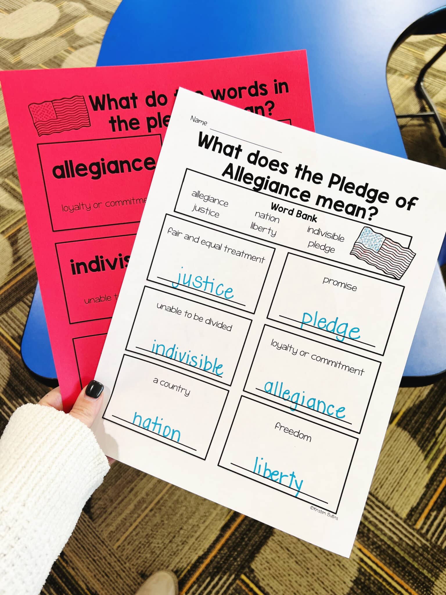 Pledge of Allegiance for First Grade - Kristen Sullins Teaching