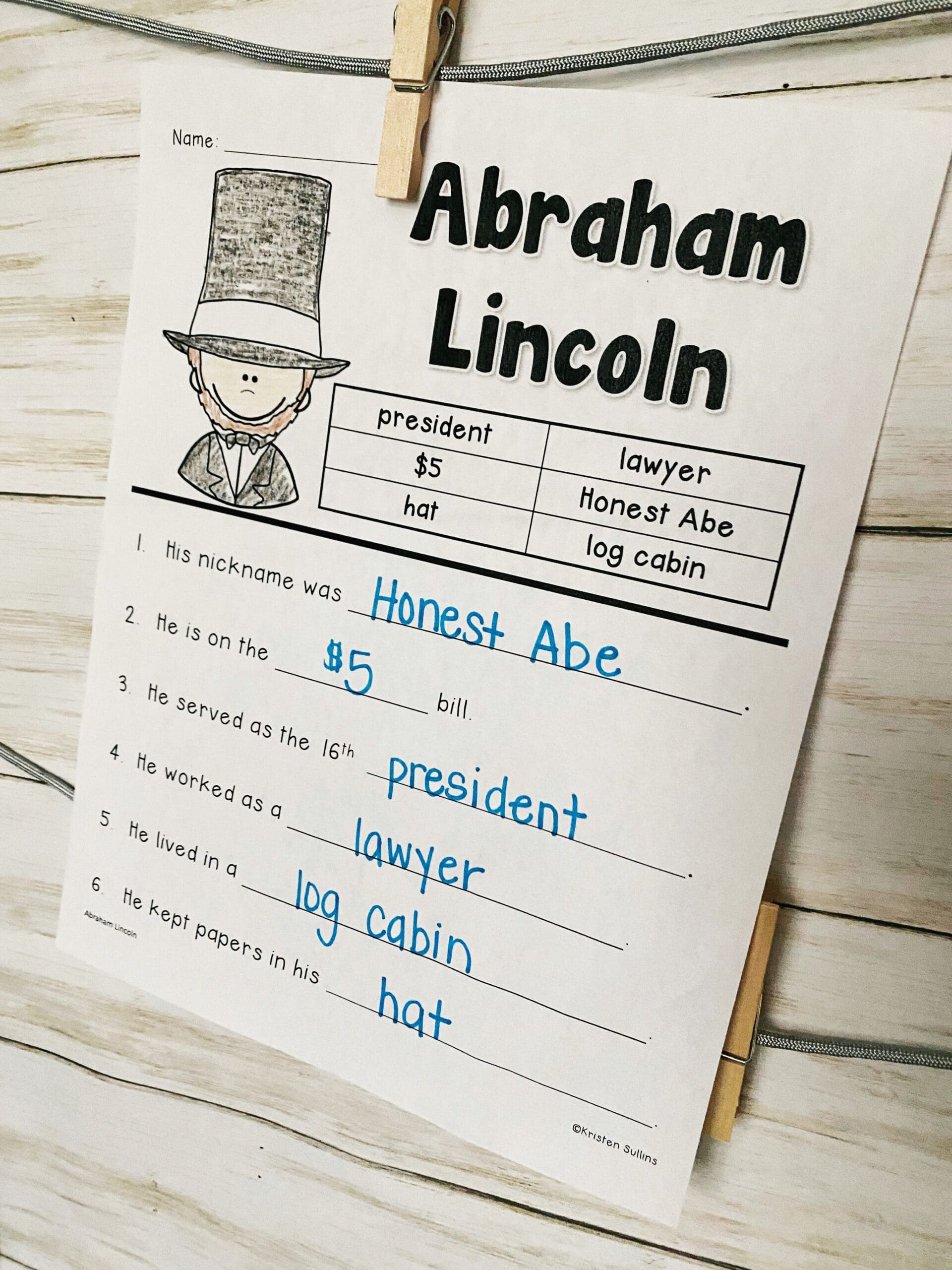 President's Day Activities for First Grade - Kristen Sullins Teaching